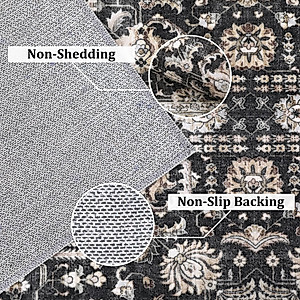 RUGSREAL Washable Area Rug 9x12 Large Bohemian Rug Bedroom Living Room Vintage Rugs Soft Oriental Rugs Non-Slip Backing Stain Resistant for Farmhouse Kitchen,9x12