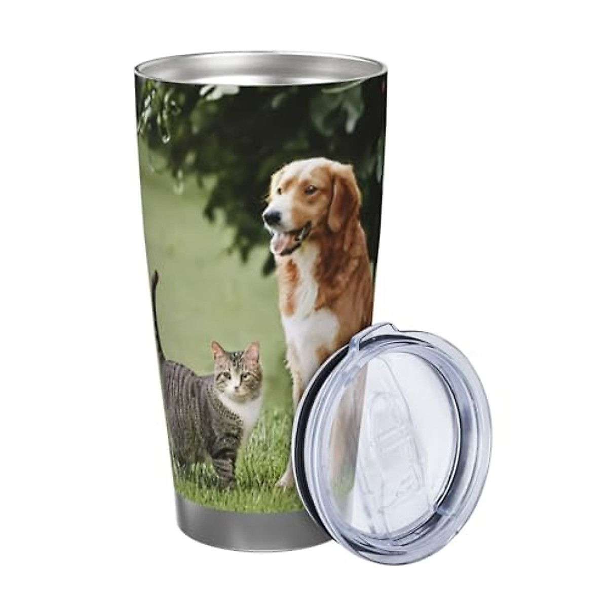 NHJKLWQSZ Lovely Dogs 20oz Stainless Steel Tumbler With Lid And Straw, Double Wall Vacuum Insulated Coffee Mug Travel Cups Leak-Proof Lid For Hot And Cold Drinks, Metal Straws And Brush
