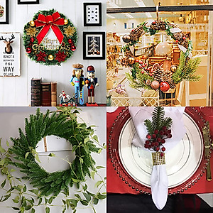 wonuu 25pcs Artificial Pine Green Leaves Needle Garland for Christmas Embellishing and Home Garden Decor, 11x4.7 Inches(Green-25 Pack)