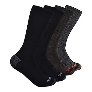 Timberland mens 4-pack Comfort Crew Casual Socks, Grey, 10 13 US
