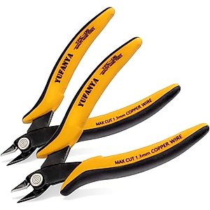 Micro Flush Cutter,Ultra Sharp Micro Wire Cutter Side Cutter with Internal Spring & Soft Rubber Handle,Diagonal Cuting Pliers for Electronics,jewelry making,Plastic,Zip Ties,Yellow & Black