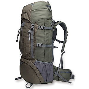 TERRA PEAK Backpacking Backpack Hiking Backpack 65L+20L khaki green