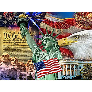 ARAZADR Stamped Cross Stitch Kits Full Range of Embroidery Patterns for Beginners 3 Strands 11CT Cross Stitches Needlepoint Kits- The Statue of Liberty and The American Flag and Eagle 15.75×11.81inch