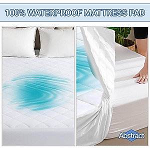 Abstract Waterproof Mini Crib Mattress Protector - Quilted, Fitted Cover for Bassinet - Breathable Crib Mattress Pad - Noiseless- Machine Washable - 24" x 38" Mini Crib, White