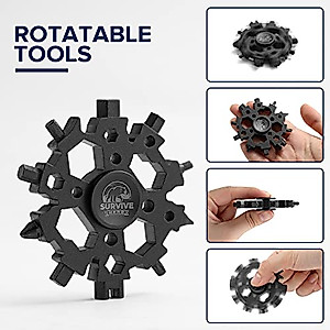 Survive Hero Pocket MultiTool - Snowflake Multi Tool for Men, Stainless Steel Portable EDC Gear Snow Flakes Multi Tools, All in One Star Shaped Mini Screwdriver Snowflake MultiTool (Black/Black)