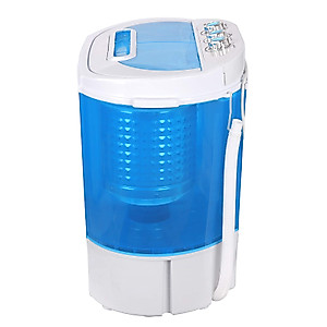 JupiterForce Portable Clothes Washing Machines with Drain Pipe, Mini Compact Twin Tub Spin Dryer Laundry Machine for Bathroom, Dorms, Apartments, Blue