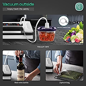 Vacuum Sealer, Vakumar 90Kpa Food Vacuum Sealer Machine Built-in Cutter & Bag Storage, Food Preservation Dry/Moist /Liquid Mode, Perfect for Liquid-Rich Foods Including Fresh Meats, Marinades, Sauces and More, Handle Locked Design