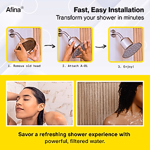Afina A-01 Replacement Filter for Afina Filtered Showerhead - High Pressure Shower - Reduces Dry Itchy Skin, Dandruff, Eczema, and Dramatically Improves The Condition of Your Skin and Hair