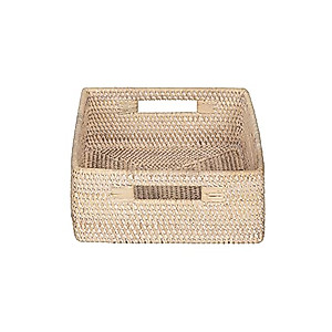 Kouboo 1060123 Laguna Rattan Shelf & Organizing Basket, Off White/Latte