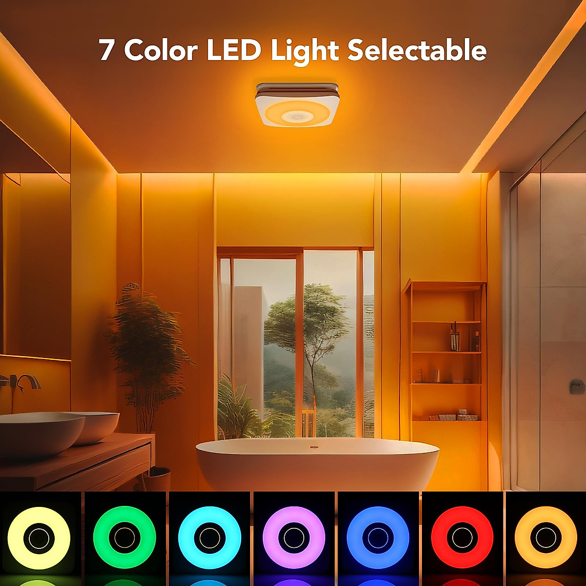 OREiN OL005 Bathroom Fan with Bluetooth Speaker, 110/160 CFM 1.0 Sone Bathroom Exhaust Fan with Light, 40W Bathroom Fan with Light & Remote, 1500lm LED Light 2700K/4000K/6500K & Nightlight, Music Sync