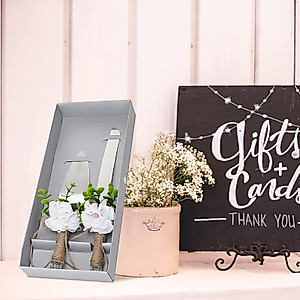 Wedding Cake Knife and Server Set of 2, Rustic Style Stainless Steel Bride and Groom Cake Cutting Utensils with Eucalyptus Leaves and White Roses, Pie Cake Pizza Shovel Cutter, A