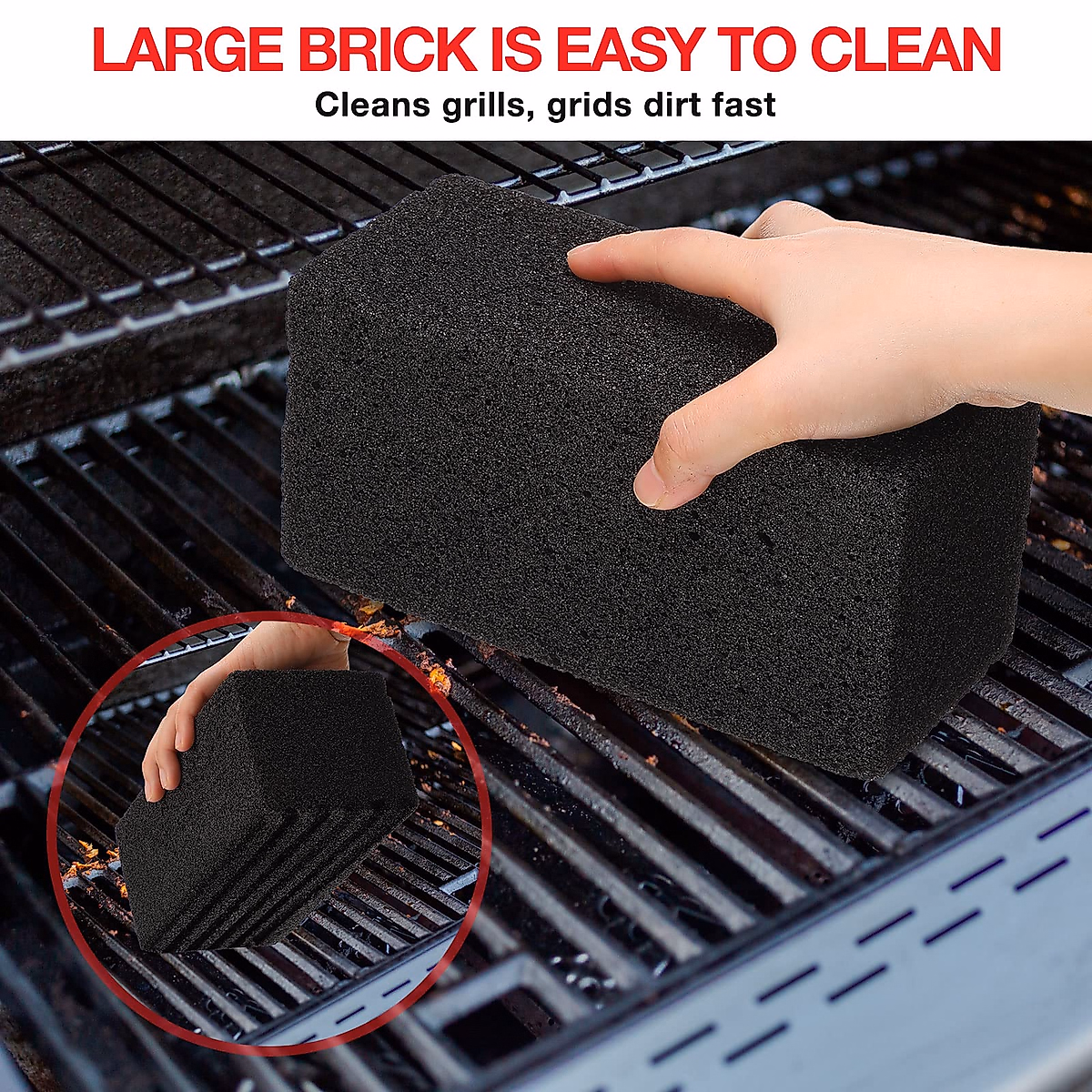 10 Pieces Commercial Grade Grill Cleaning Brick Bulk Heavy Duty Pumice Stone Brick Cleaning Grill Stone Reusable for Home Restaurant Griddles, Flat Top and BBQ Grates Outdoor Cleans(Black)
