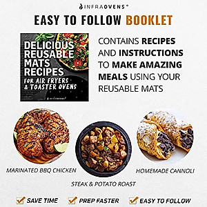 Air Fryer Accessories for Ninja Foodi Smart XL FG551 Reusable Liners with Air Fryer Recipe Book, Heat Resistant Mat for Ninja Foodi, Food Safe, Easy to Clean and Dishwasher Safe by INFRAOVENS