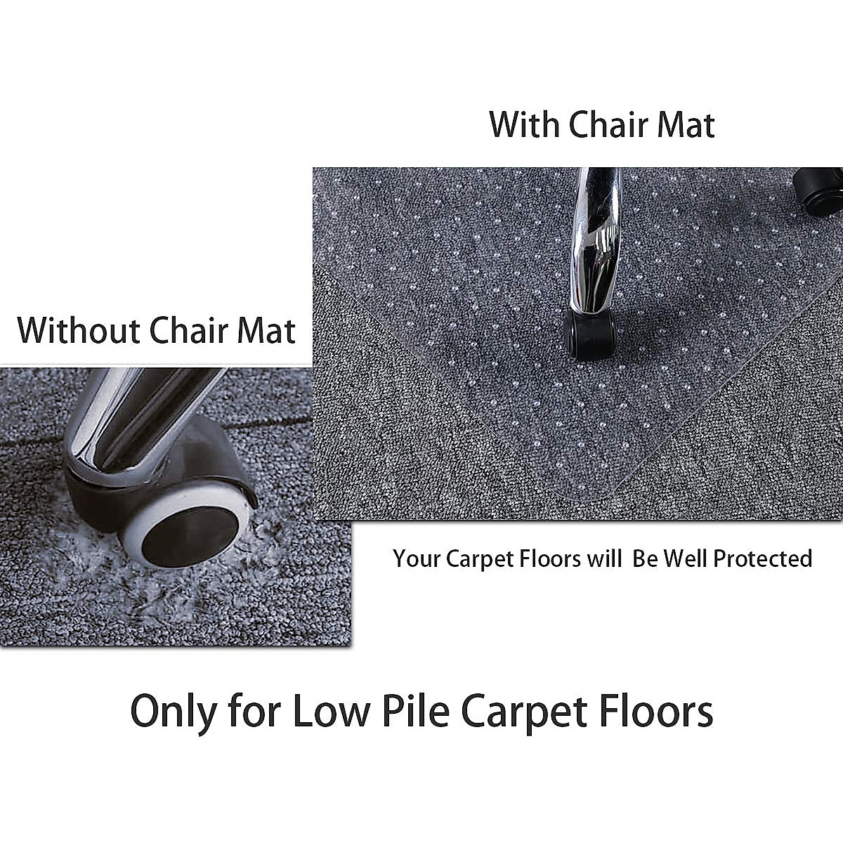 HOMEK Chair Mat for Carpeted Floors, 53” x 45” Transparent Office Chair Mat for Low Pile Carpet, Sturdy Floor Mat for Office Chairs