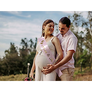 MGJSRNH Pink Mom to Be Sash and Tinplate Badge Daddy to Be Combo Set,Girl or Boy,Baby Shower Supplies,Baby Gender Reveal Party Gifts