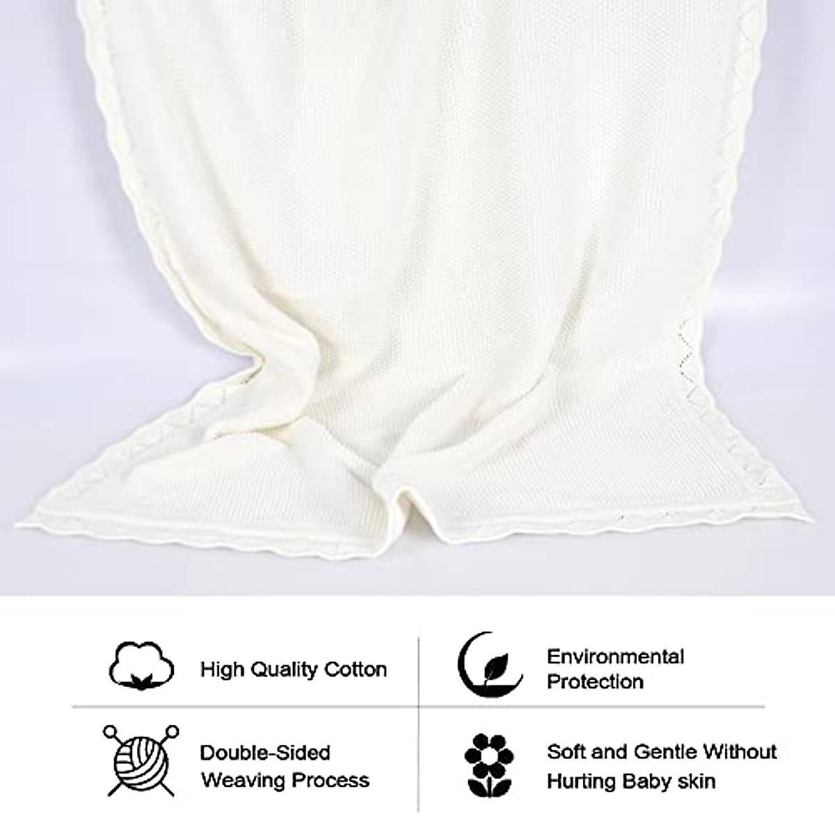 YOYI YOYI Cotton Baby Blanket Waffle Knit Toddler Blankets Soft Warm Breathable Nursery Swaddling Blankets for Girls and Boys Receiving Blanket for Crib, Stroller, car 31"x40"(Milk)