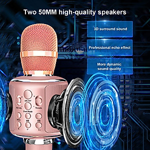 Karaoke Microphone Bluetooth Microphone Multi-Function Wireless Karaoke Machine for Kids Adults, Portable Handheld Karaoke Mic Car Home Party for All Smartphones