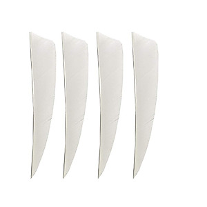 HNZMDY 50 Pcs 4 Inch 5 Inch Archery Arrow Fletching Turkey Feather Fletching Right Wing Left Wing Feather Real Arrow Vanes for Hunting Arrow Accessories DIY Archery (5 inch/Right Wing, White)