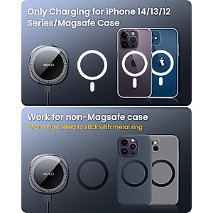 OQTIQ Magnetic Wireless Car Charger Compatible with Magsafe Case/iPhone 14/13/12 Series, Fast Charging with Cooling Fan Car Phone Mount for Windshield Dashboard Air Vent [with QC 3.0 Adaptor]