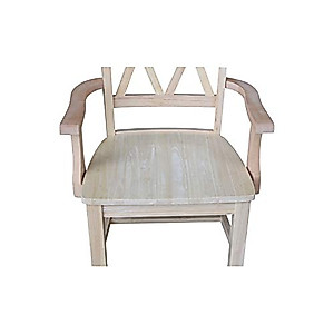 IC International Concepts Double X-Back Arms Dining Chairs, Height, Unfinished