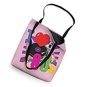 I Love 80's Retro Pink Record Player Fun Vinyl Theme Pink Tote Bag