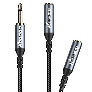 KOOPAO 3.5mm Headphone Extension Cable, [2 in 1] Hi-Fi Sound 3.5mm Male to Female Stereo Audio Cable Extension Cord for Phones, Headphones, Speakers, Tablets, PCs, MP3 Players and More (4FT/1.2M)