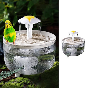 Bird Bath for Indoor Parrots - Circulating Filter Fountain Cage Birdbath for Lovebirds Conures Finches Parakeets Cockatiels Small Medium Feathered Pet - Shower Accessories & Cleaning Supplies (Clear)