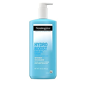 Neutrogena Hydro Boost Fragrance-Free Body Gel Cream with Hyaluronic Acid, Non-Greasy, Fast Absorbing Moisturizer & Hydrating Full Body Cream for Sensitive Skin, Paraben-Free, 16 oz (Pack of 3)