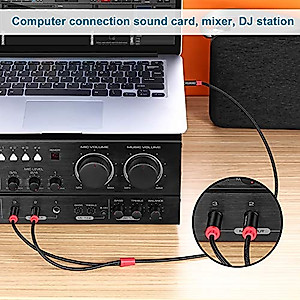 SHULIANCABLE 3.5mm 1/8" TRS to Dual 6.35mm 1/4" TS Cable, Mono Stereo Y-Splitter Audio Cable for iPhone, iPod, Multimedia Speakers and Home Stereo,etc (6.6Ft/2M)