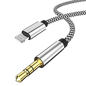 【Apple MFi Certified】Aux Cord for iPhone, 3.3ft Lightning to 3.5mm Aux Stereo Audio Cable Adapter Compatible with iPhone 14 13 12 11 Pro Max XS XR X 8 7 for Car Home Stereo, Speaker, Headphone, Sliver
