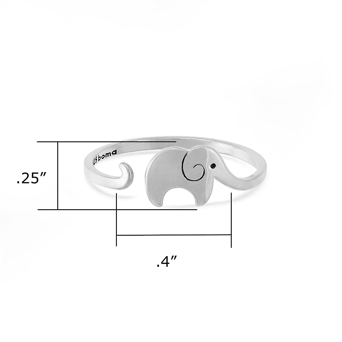 Boma Jewelry Sterling Silver Elephant Ring, Size 8