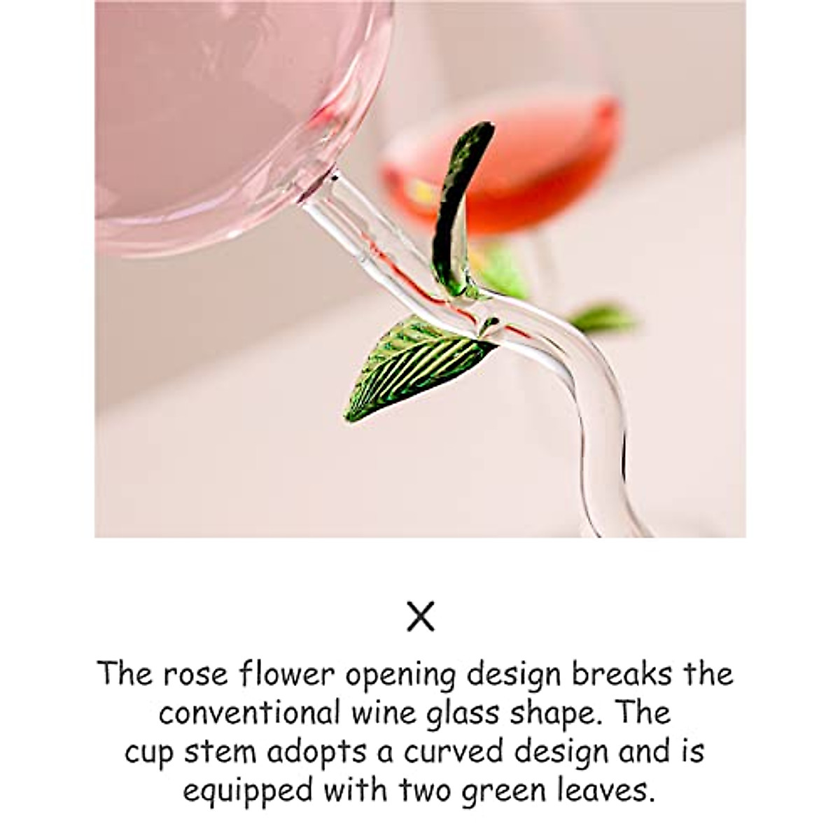 HEEPDD Rose Flower Cocktail Glass Durable for Parties and Bars High Borosilicate Glass Wine Cup (280ml Transparent 1 pc)