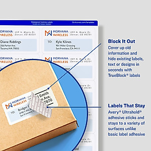 Avery Waterproof Shipping Labels with Sure Feed & TrueBlock 2" x 4", 100 White Laser Labels (15513)