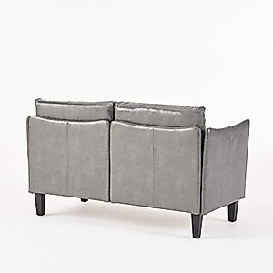 Christopher Knight Home Nyx Leather Loveseat, Grey