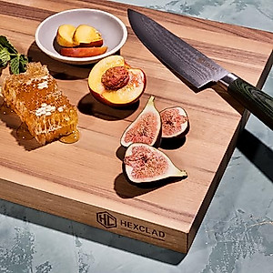 HexClad Chef's Knife, 8-Inch Japanese Damascus Stainless Steel Blade, Pakkawood Handle