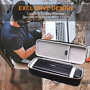 LTGEM EVA Hard Case for Brother ADS-1250W / ADS-1700W / ADS-1200 Wireless Document Scanner - Protective Carrying Storage Bag