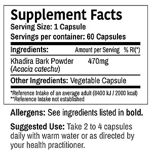 DR WAKDE'S Khadira Capsules (Khaira, Acacia Catechu, 60 Veg Caps, Plant-Based Supplement, Ayurvedic Herb, All Natural, Vegan)