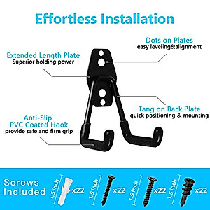 SMARTOLOGY Garage Wall Hooks Set with 9 Pack Cord Storage Straps