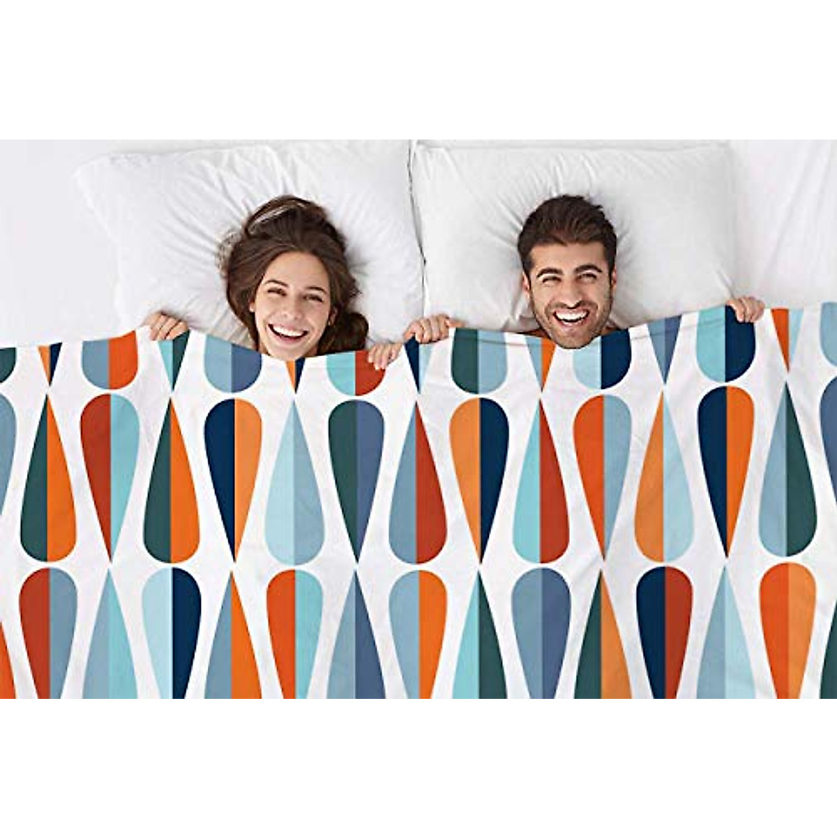 Mugod Drop Shapes Throw Blanket Mid-Century Modern Style Drop Shapes in Tones Decorative Soft Warm Cozy Flannel Plush Throws Blankets for Baby Toddler Dog Cat 30 X 40 Inch