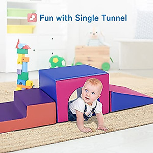 JOYMOR Indoor Soft Foam Climber Play Sets, Beginner Toddler Climber with Slide, Stairs and Ramp, Indoor Climbing Toys for Toddlers, Kids and Children