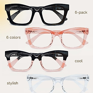 CCVOO 6 Pack Oprah Reading Glasses for Women, Eyeglasses, Blue Light Readers for Women, Computer Eye Glasses, Cheaters