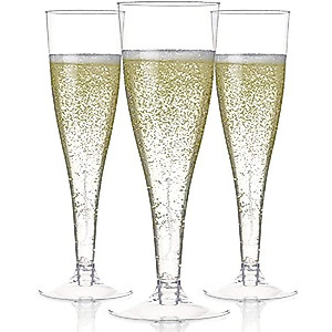 24 Plastic Champagne Flutes Disposable | Clear Plastic Champagne Glasses for Parties | Clear Plastic Cups | Plastic Toasting Glasses | Mimosa Glasses | New Years Eve Party Supplies 2023