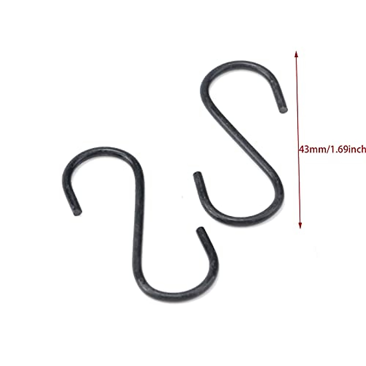 Meprotal 50pcs S Hooks 1.7inch, Black Mini Ornament Hooks Iron Hooks Hanger Small S Hooks for Hanging Jewelry Kitchenware Plants