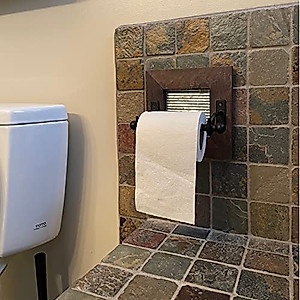 Kotinara Farmhouse Toilet Paper Holder - Hard Wood with Galvanized Metal and Black Hardware - Modern Rustic Toilet Roll Holder - Country Inspired Farmhouse Bathroom Decor Accessories