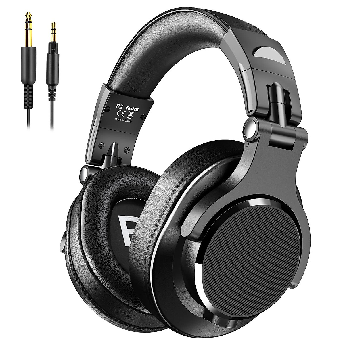 bopmen Over Ear Headphones - Wired Studio Headphones with Shareport, Foldable Headsets with Stereo Bass Sound for Monitoring Recording Keyboard Guitar Amp DJ Cellphone, Black