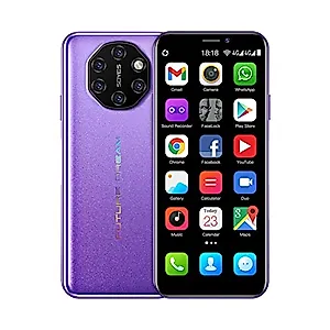 Soyes S10I Unlocked Mini 4G Android Smart Phone 3.5" Dual Sim Ultra Thin Card Student Palm Cellphone Google Play Whatsapp Face Fingerprint 2050mAh Global Version (Star Purple, 3GB+64GB)