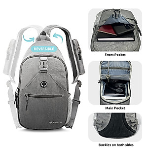 Kellyon Sling Bag Crossbody Sling Backpack Travel Hiking Casual Daypack Chest Bag for Men Women, Gray