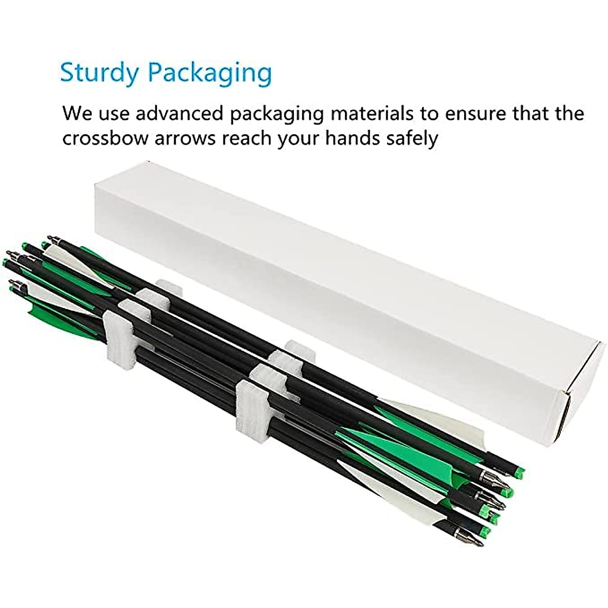 IRQ Carbon Crossbow Bolts 20 Inch Hunting Archery Arrows for Outdoor Practice, Removable Tips (Pack of 12) (20 in Green and White)