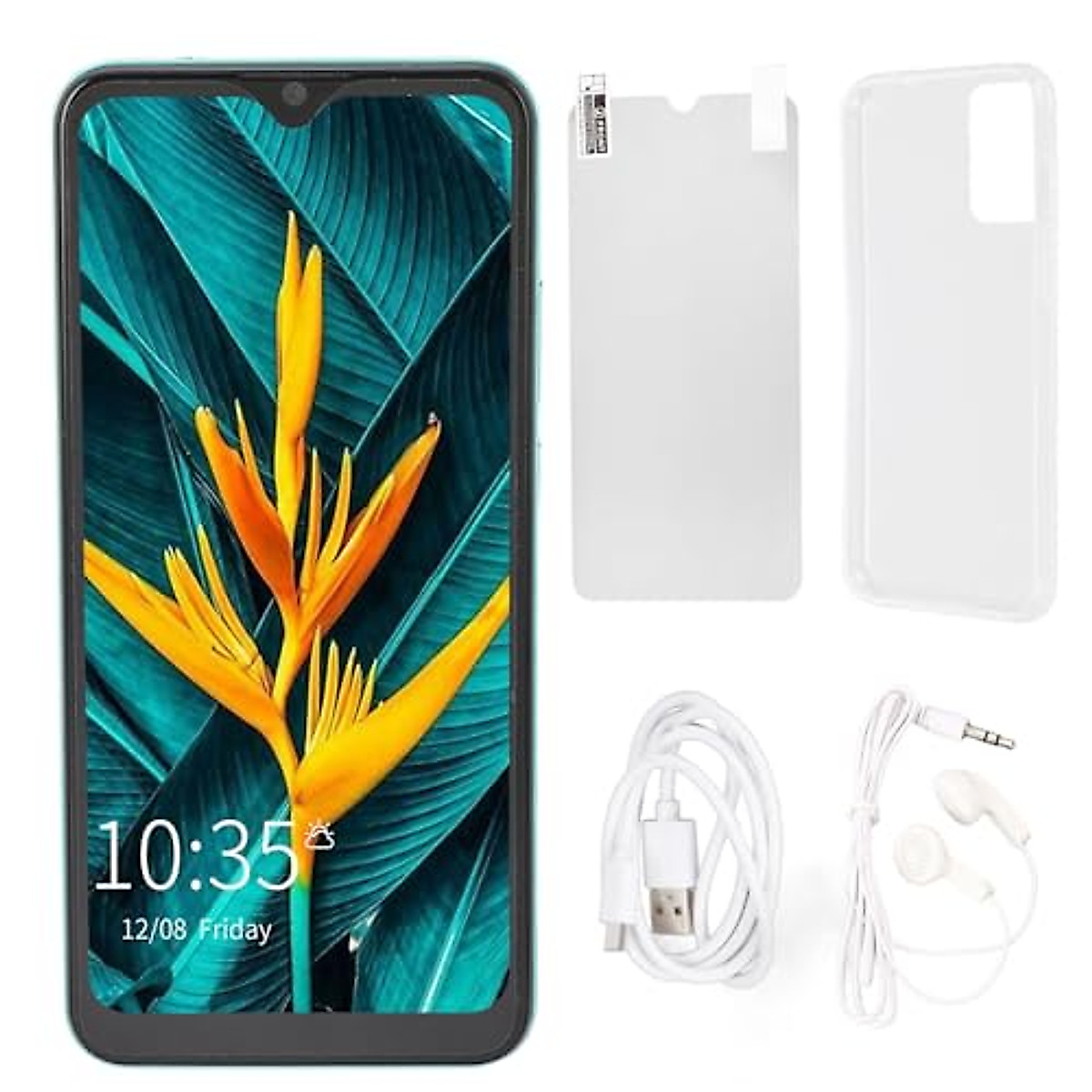 Smartphone, 6.1 Inch Drop Screen 3G Unlocked Cellphone 3GB ROM 32GB Facial Recognition Mobile Phone, 10 Core CPU Processor 5MP Front and 8MP Rear Camera 2800Mah Battery(Green)
