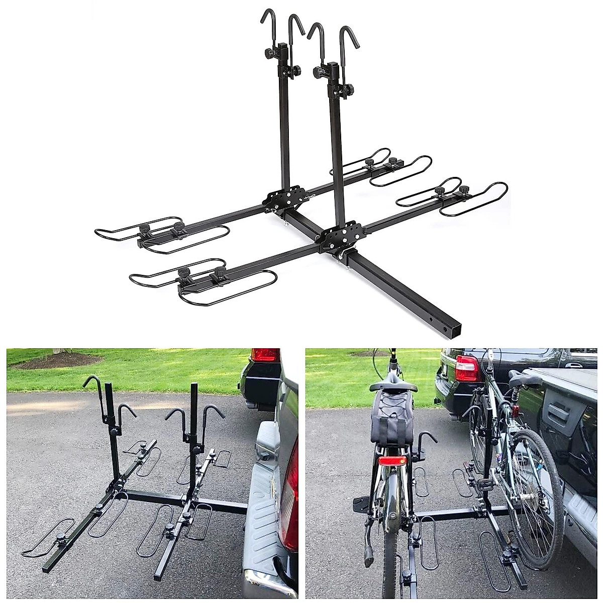 HECASA Universal 4 Bike Platform Carrier Mount Rack Compatible with Sport Truck SUV w/2" Hitch Receiver 200 Lbs Easily Foldable Sturdy